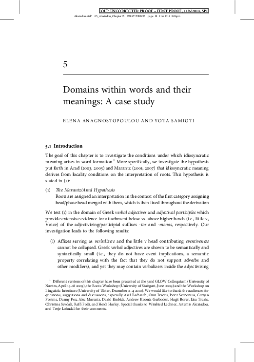 (PDF) Domains within words and their meanings: a case study (with Yota ...