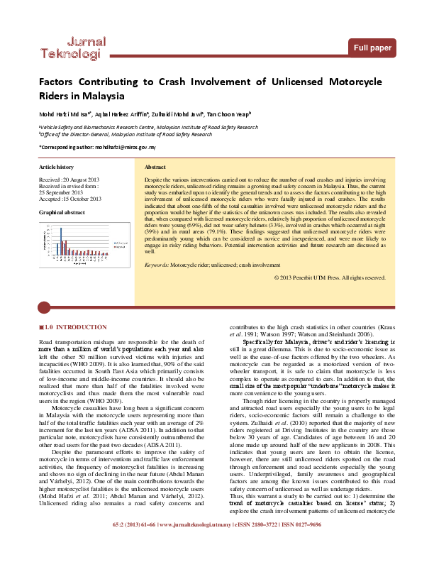 (PDF) Factors Contributing to Crash Involvement of Unlicensed ...