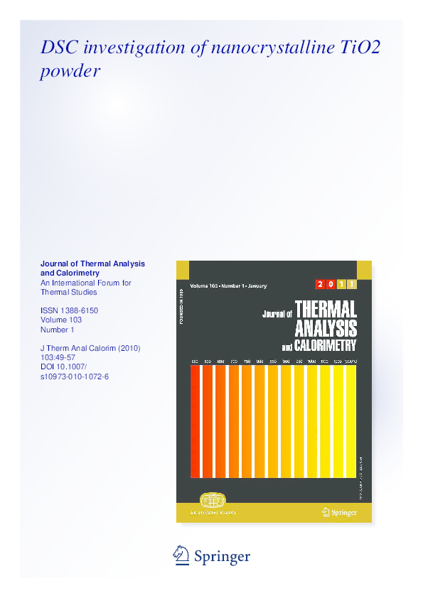 (PDF) DSC investigation of nanocrystalline TiO 2 powder