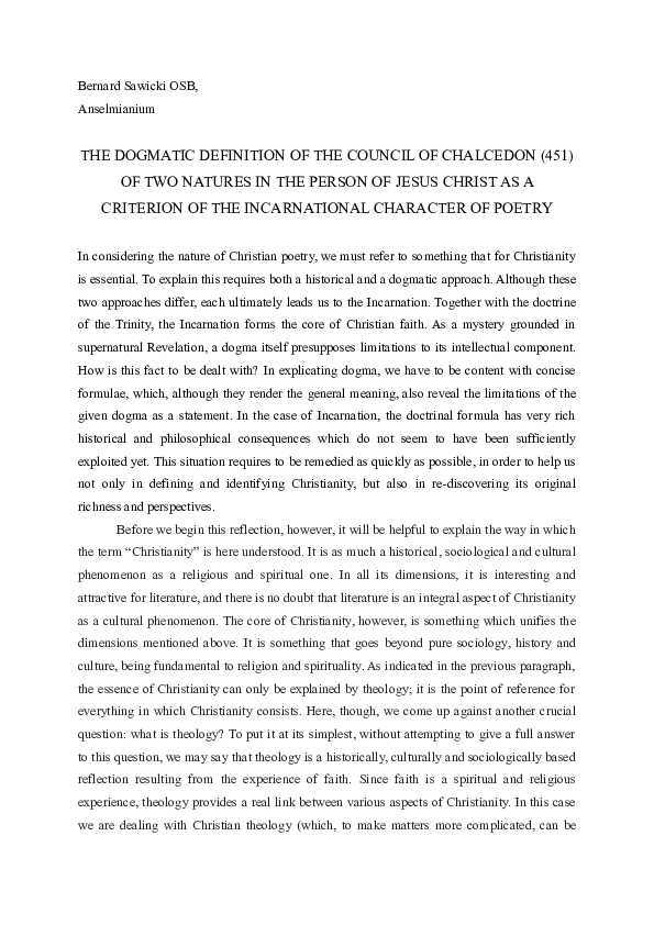 (DOC) THE DOGMATIC DEFINITION OF THE COUNCIL OF CHALCEDON (451) OF TWO ...