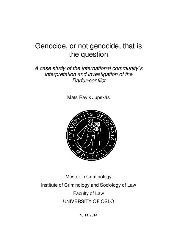 (PDF) Genocide, or not genocide, that is the question: A case study of ...