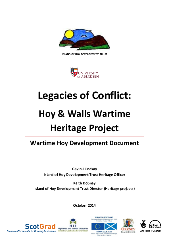 (PDF) Legacies of Conflict: Hoy & Walls Wartime Heritage Project - Wartime Hoy Development Document