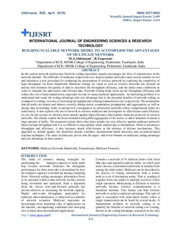 Pdf Building Scalable Network Model To Accomplish The Advantages Of Multicast Network