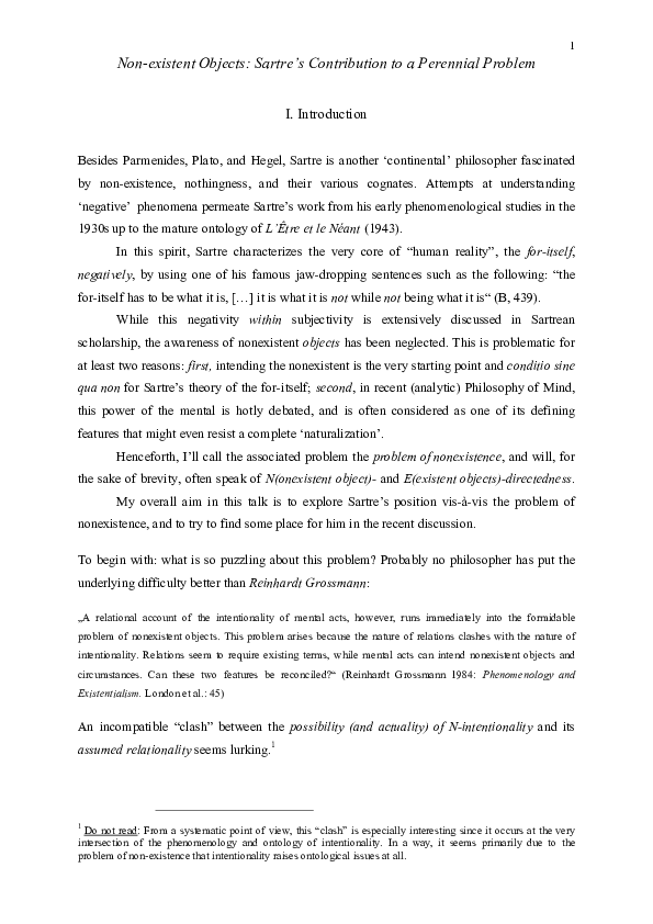 (PDF) Sartre on non-existent objects