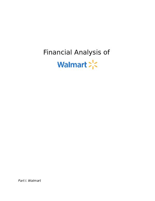 (DOC) Financial Analysis of Walmart