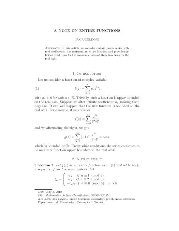A Note On Entire Functions
