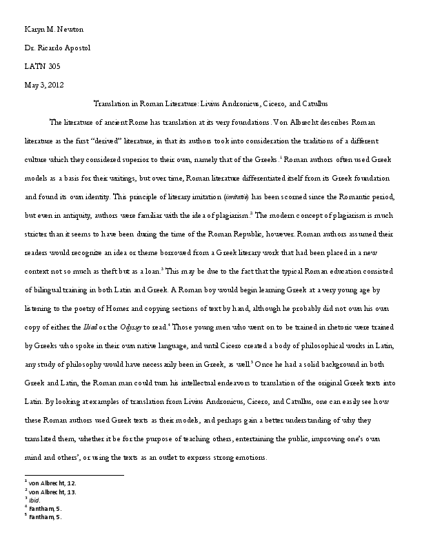 (PDF) Translation in Roman Literature: Livius Andronicus, Cicero, and ...