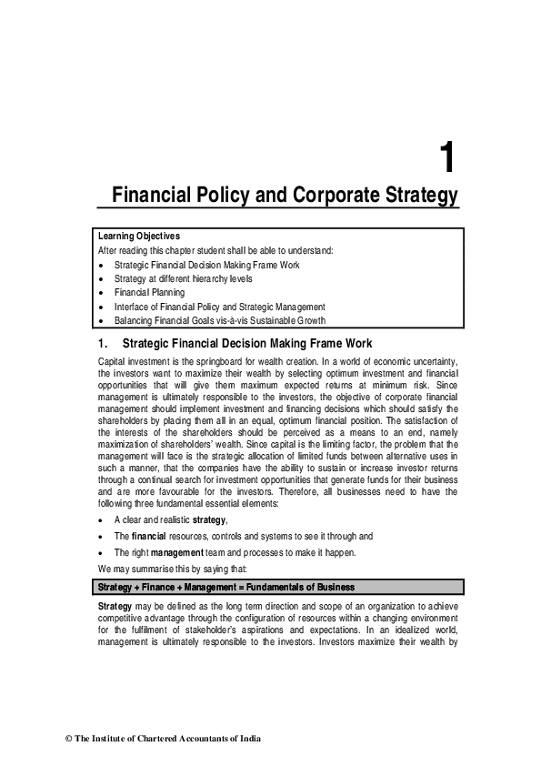 (PDF) Financial Policy and Corporate Strategy