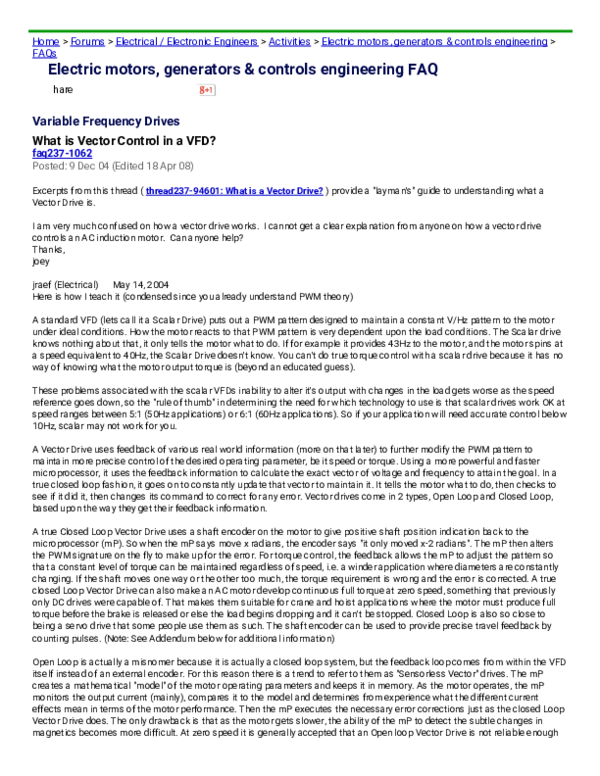 (PDF) Electric motors, generators & controls engineering FAQ Variable Frequency Drives What is ...