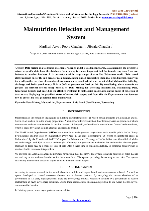 (PDF) Malnutrition Detection and Management System