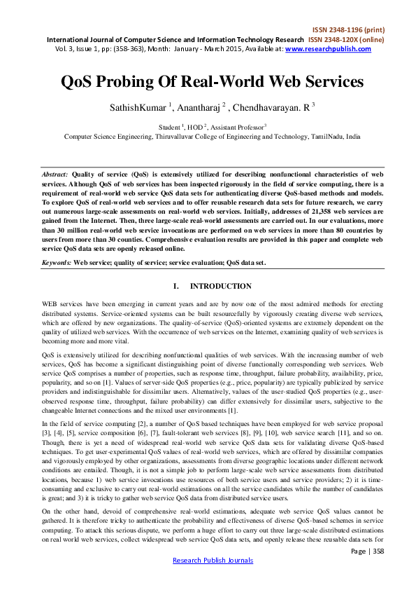 (PDF) QOS Probing Of Real-World Web Services