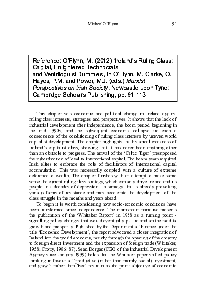 (DOC) Ireland’s Ruling Class: Capital, Enlightened Technocrats and ...