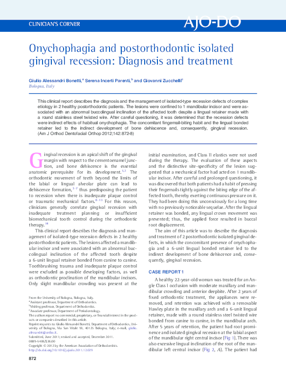 (PDF) Onychophagia and postorthodontic isolated gingival recession ...