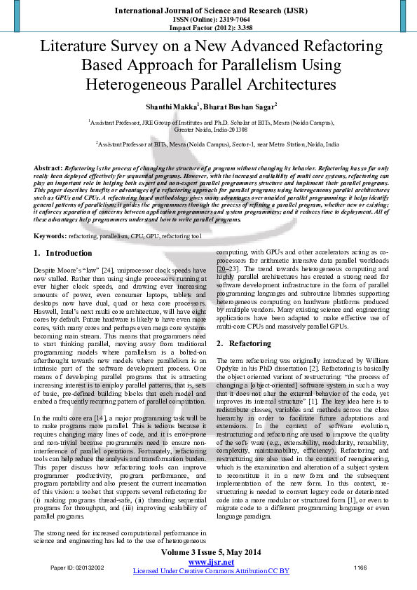 Pdf Literature Asurvey On Refactoring Approach For Parallelism Using Heterogeneous Parallel