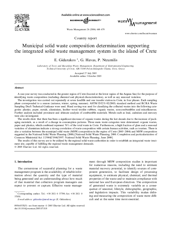 (PDF) Municipal solid waste composition determination supporting the ...