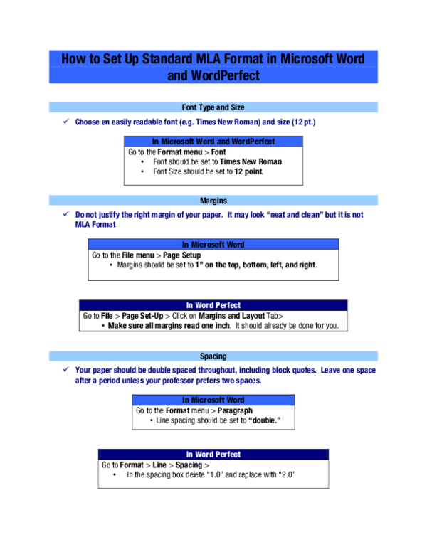(PDF) How to Set Up Standard MLA Format in Microsoft Word and ...