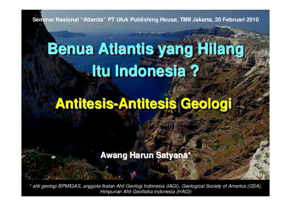 (PDF) BENUA ATLANTIS YANG HILANG ITU INDONESIA?: ANTITESIS-ANTITESIS ...