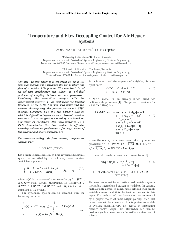 Temperature And Flow Decoupling Control For Air Heater Systems
