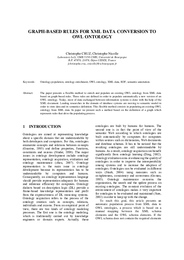 Pdf Graph Based Rules For Xml Data Conversion To Owl Ontology