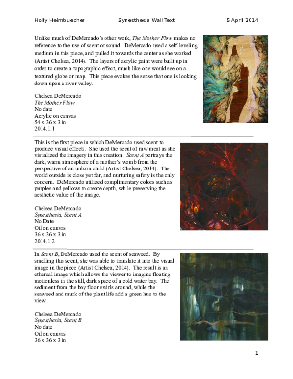 (DOC) Synesthesia: Creating vision through sound (Mock Wall Text)