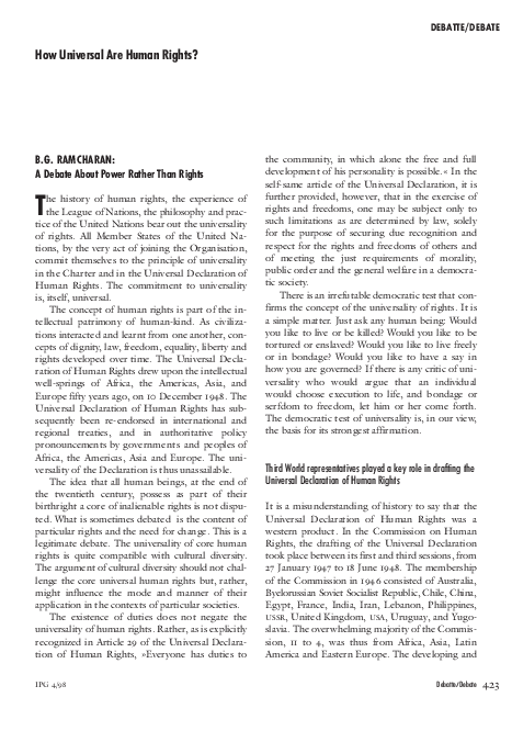 (PDF) DEBATTE/DEBATE How Universal Are Human Rights? B.G. RAMCHARAN: A ...