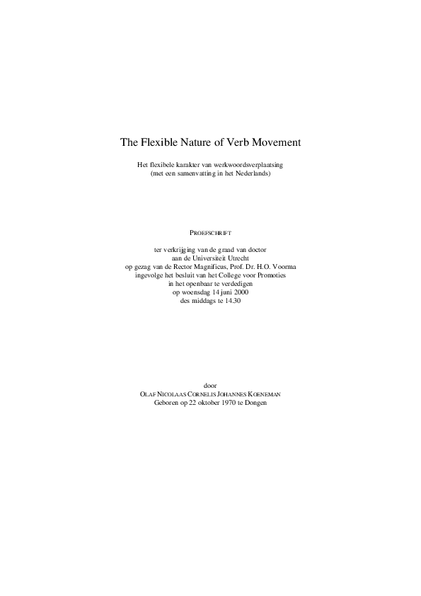 (PDF) Koeneman, Olaf (2000) "The flexible nature of verb movement ...