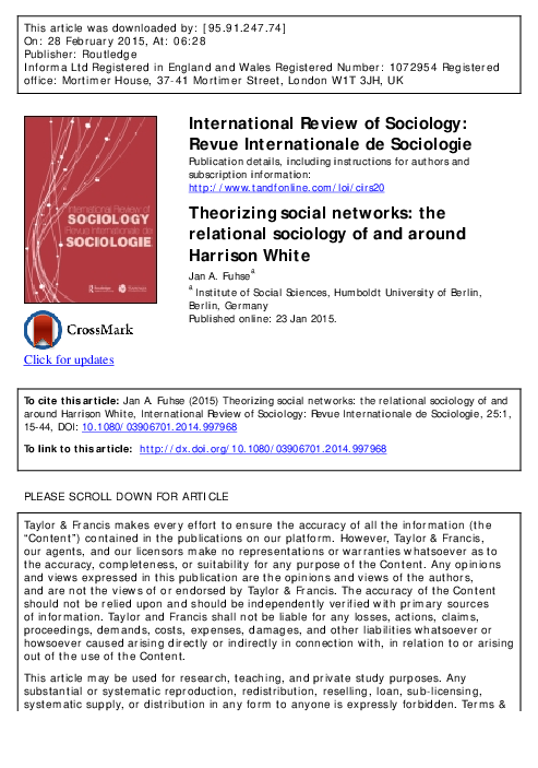 Theorizing social networks: the relational sociology of and around ...