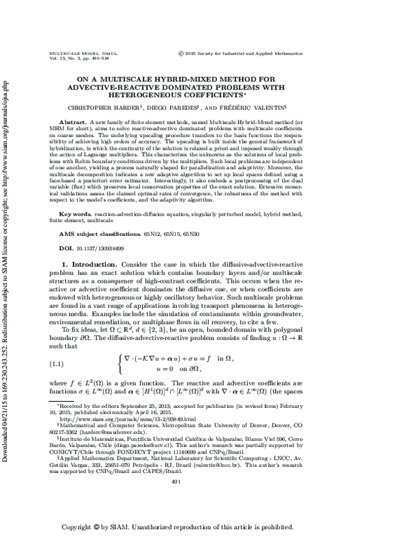 (PDF) On a Multiscale Hybrid-Mixed Method for Advective-Reactive ...