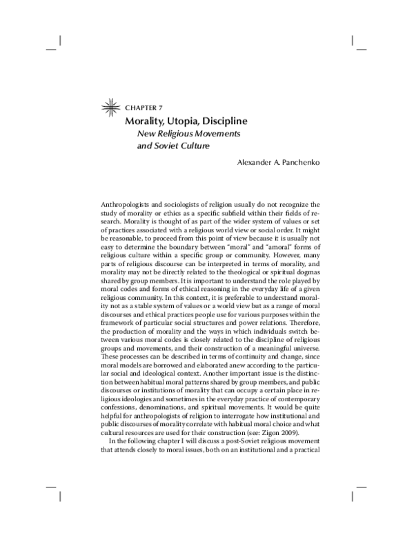 (PDF) Morality, Utopia, Discipline: New Religious Movements and Soviet ...