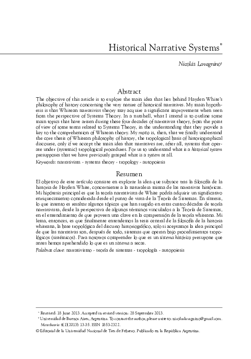 (PDF) Historical Narrative Systems