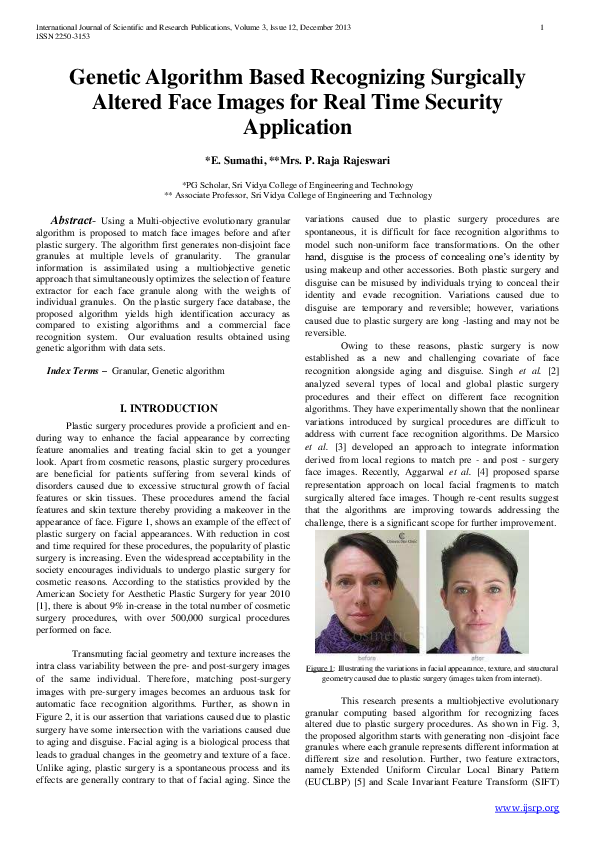 (PDF) Genetic Algorithm Based Recognizing Surgically Altered Face ...