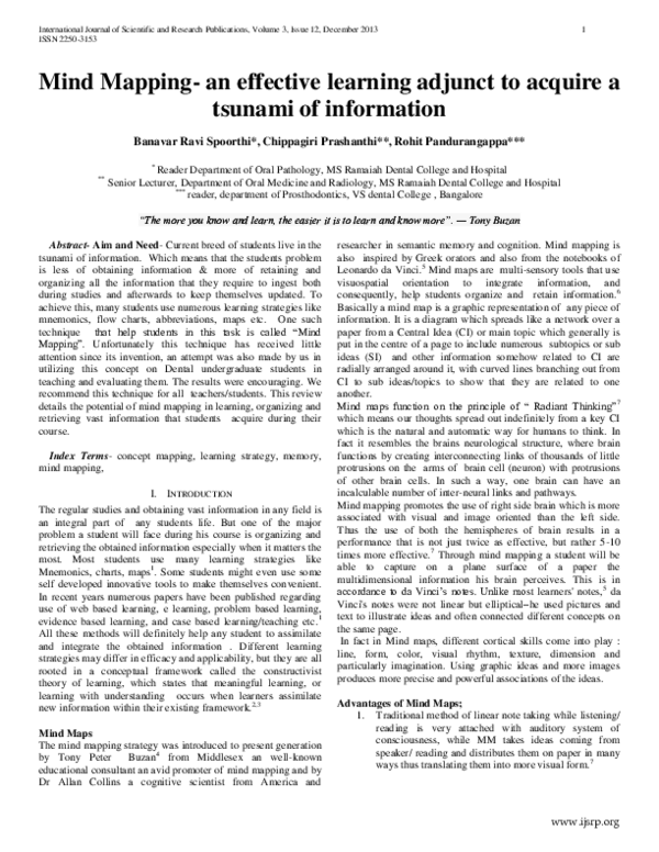 (PDF) Mind Mapping- an effective learning adjunct to acquire a tsunami ...