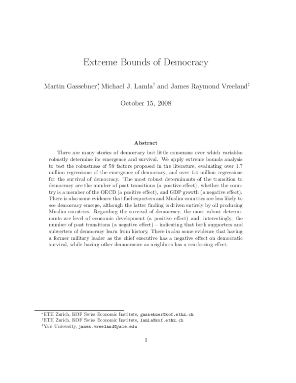 (PDF) Extreme Bounds of Democracy | Michael Lamla - Academia.edu