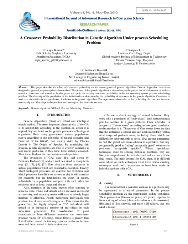 (PDF) A Crossover probability distribution in genetic algorithm under operating system process ...