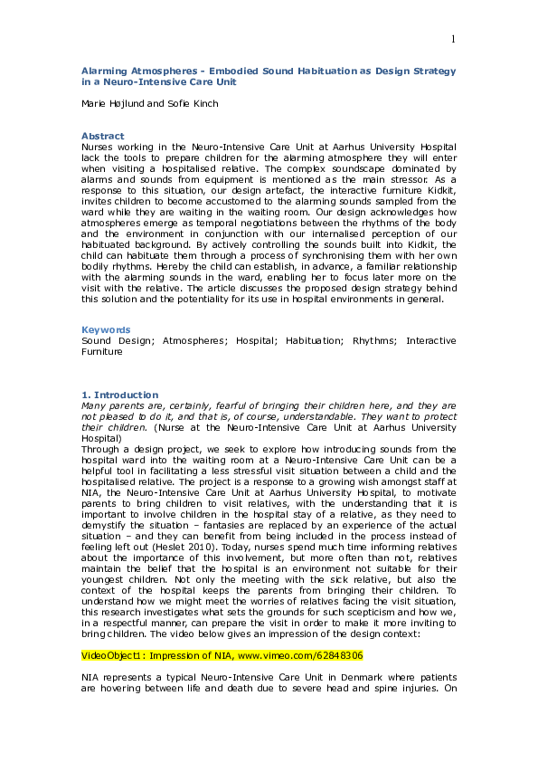 (PDF) Alarming atmospheres: Embodied sound habituation as design ...