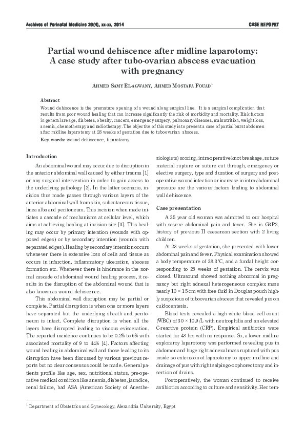 (PDF) Partial wound dehiscence after midline laparotomy: