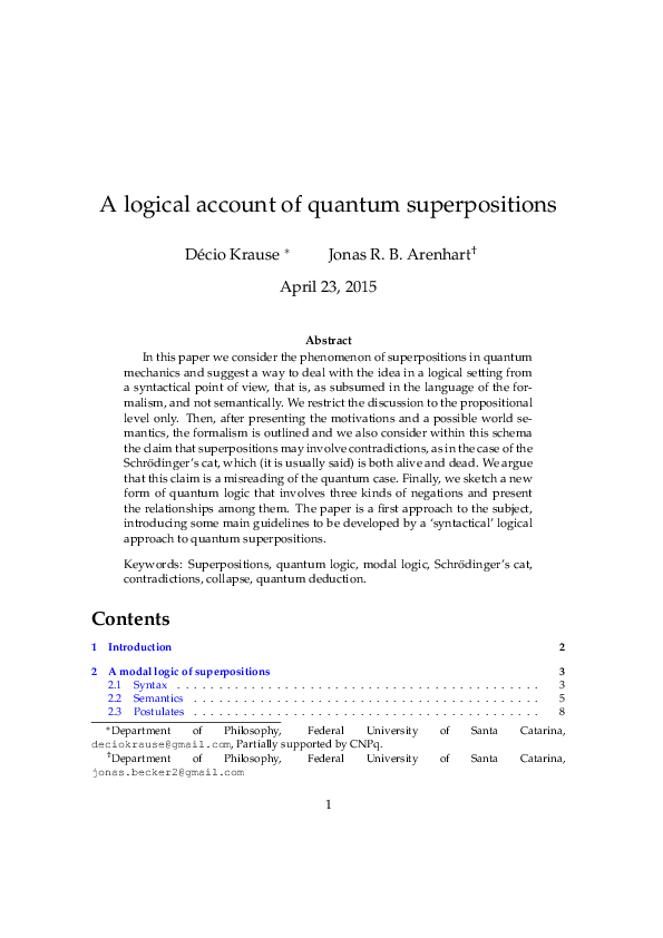 (PDF) A logical account of quantum superpositions