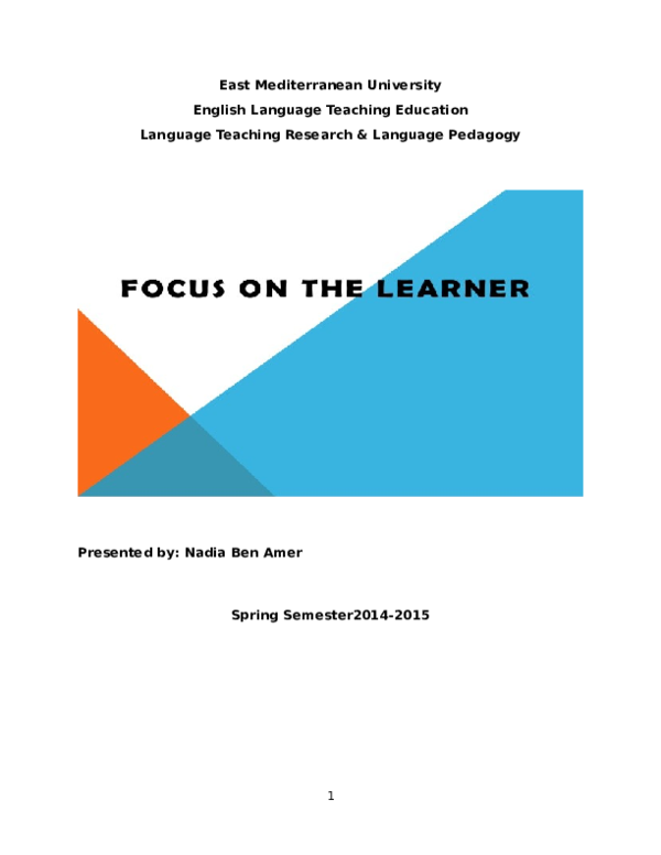 (DOC) Focus on the Learner