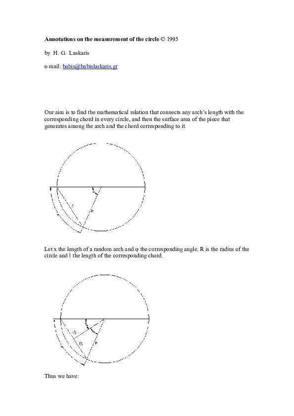 (DOC) Annotation on the measurement of the circle
