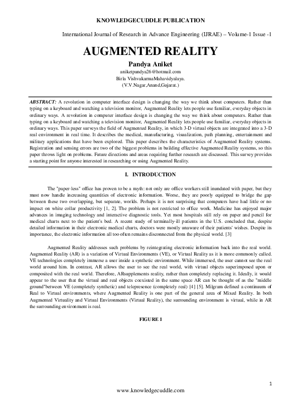 (PDF) Augmented Reality in Military training and Education | isa haskologlu and Ali Kemal Duzgun ...