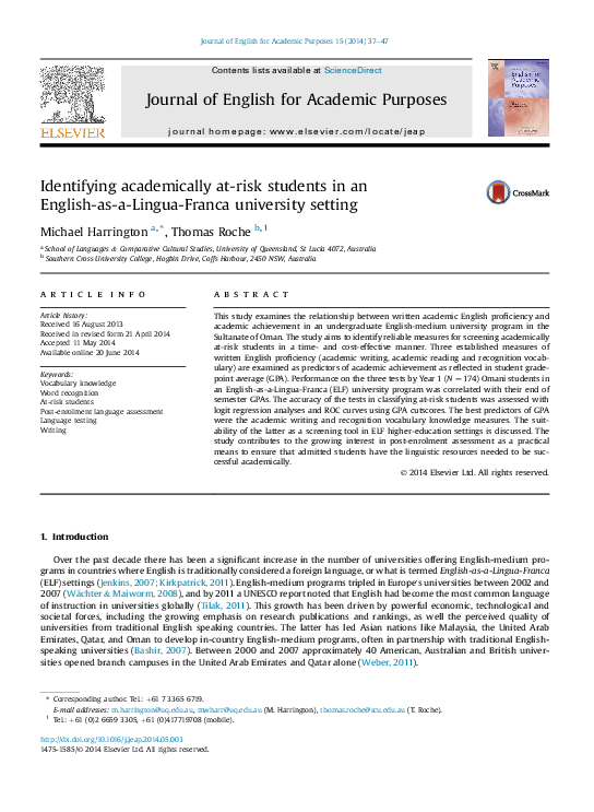 (PDF) Identifying academically at-risk students in an English-as-a ...
