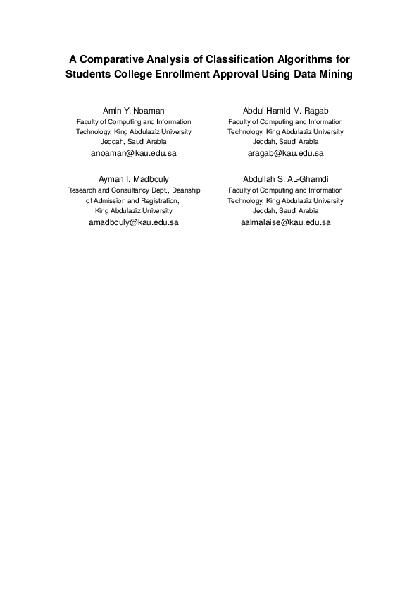 (DOC) A Comparative Analysis of Classification Algorithms for Students ...