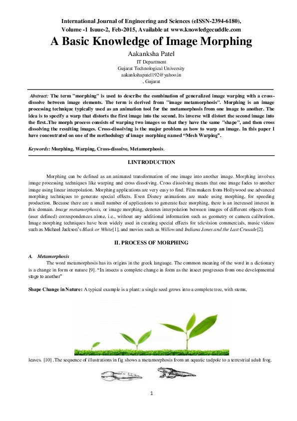 (PDF) A Basic Knowledge of Image Morphing