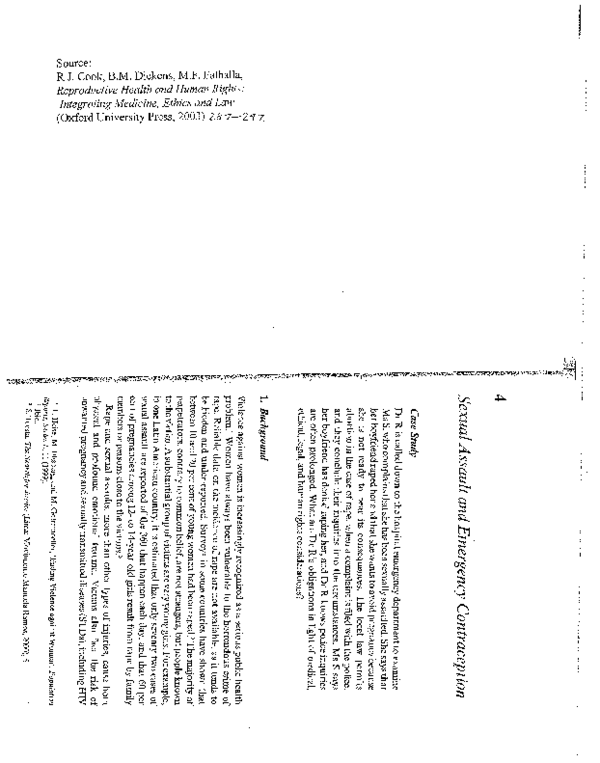 (PDF) Sexual assault and emergency contraception- A case study