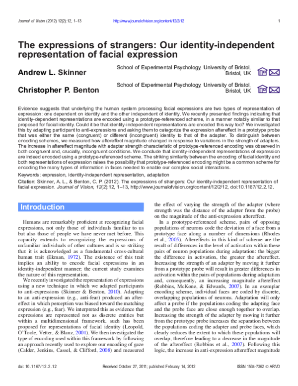 (PDF) The expressions of strangers: Our identity-independent ...