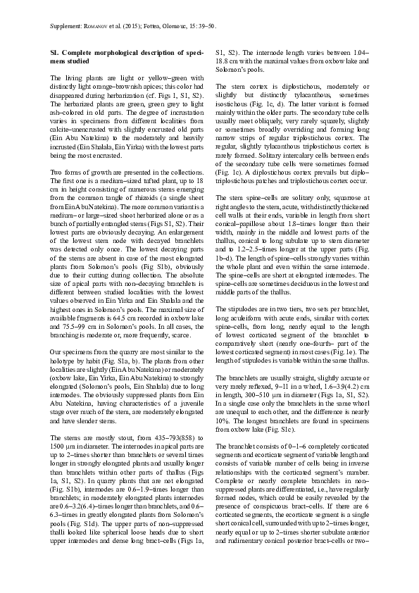 (PDF) Chara globata Mig. (Streptophyta: Charales): rare species revised.