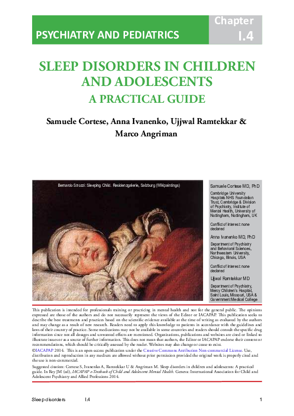Pdf Psychiatry And Pediatrics Chapter I 4 Sleep Disorders In Children