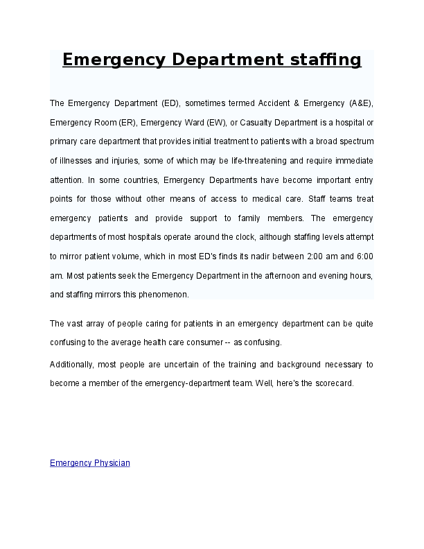 (DOC) Emergency Department staffing