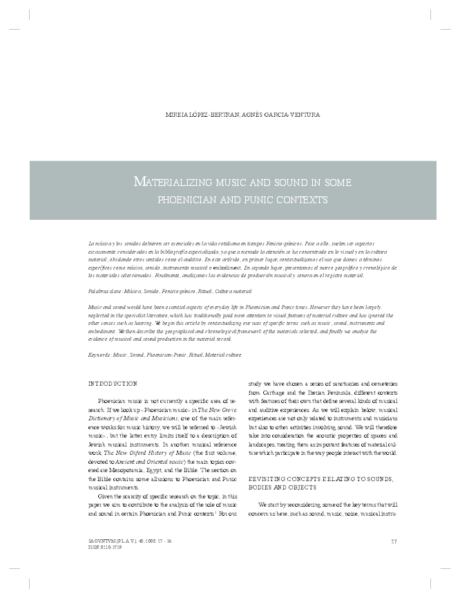 (PDF) Materializing music and sound in some Phoenician and Punic contexts