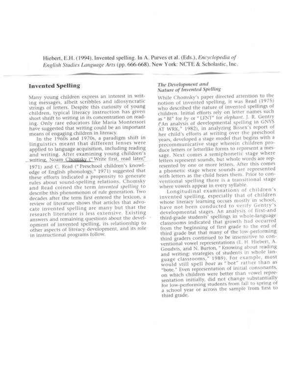 (PDF) Invented Spelling